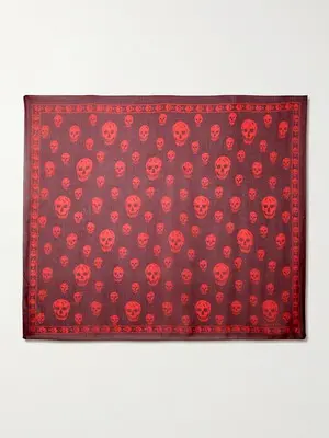 Alexander McQueen Printed Silk-chiffon Scarf - Red