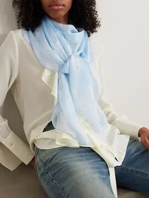 Alexander McQueen Printed Silk-chiffon Scarf - Blue