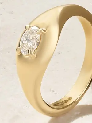 STONE AND STRAND 14-karat Diamond Signet Pinky Ring