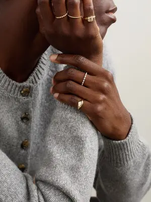 STONE AND STRAND 14-karat Diamond Signet Pinky Ring