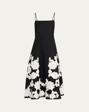 Simkhai Annabella Floral Embroidered Midi Dress - Black Multi