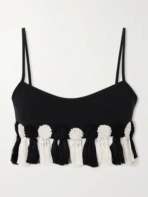 BODE Folly Tasseled Wool-crepe Bralette