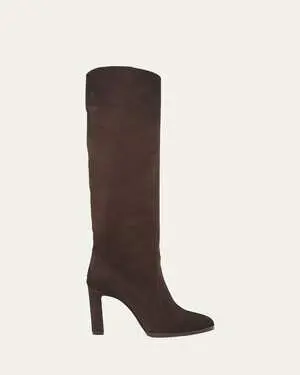 Santoni Andy Suede Stiletto Knee Boots