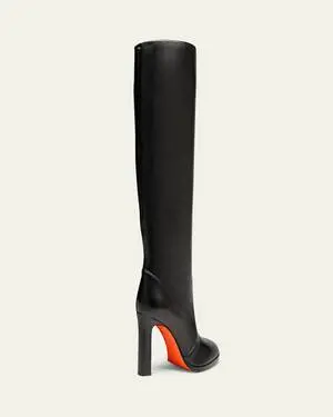 Santoni Andy Leather Stiletto Knee Boots