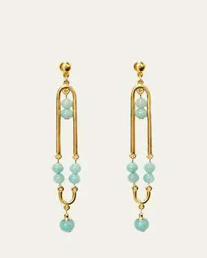 BEN-AMUN Bead Statement Dangle Earrings - Jade