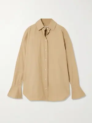 Ossou Haze Oversized Cotton-poplin Shirt - Neutrals