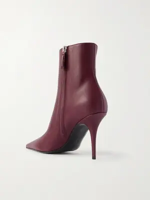Amina Muaddi Barbara Leather Ankle Boots - Burgundy