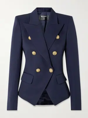 Balmain Double-breasted Grain De Poudre Wool Blazer