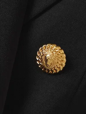 Balmain Double-breasted Grain De Poudre Wool Blazer - Black