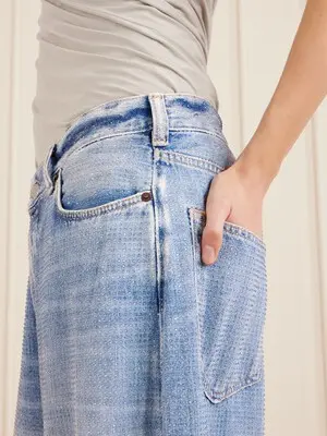 Acne Studios Crystal-embellished Low-rise Wide-leg Jeans - Blue