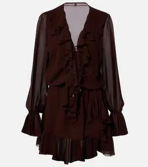 BANANHOT Bellen Ruffled Mini Dress - Brown