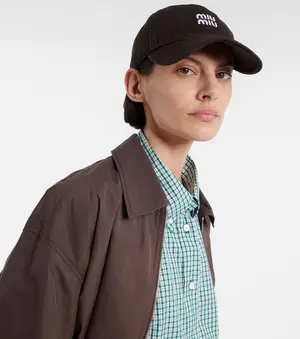 Miu Miu Logo Cotton Baseball Cap - Brown