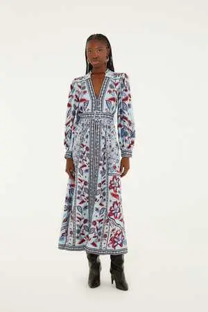 Women's Floral Puff Sleeve Maxi Shirtdress
