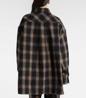 Attico Checked Oversized Cotton Flannel Shirt