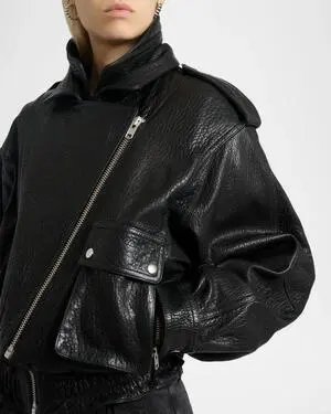 Isabel Marant Étoile Aneli Double-collar Leather Bomber Jacket