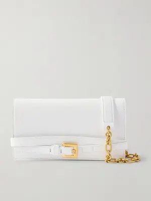Balmain Shuffle Buckled Leather Shoulder Bag - White