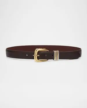 Veronica Beard Arch Leather Belt Espresso