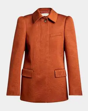 Dries Van Noten Balfini Single-Breasted Jacquard Coat - Orange