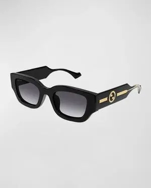 Gucci Gg Logo Rectangle Sunglasses - Black