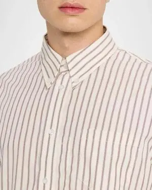 WILLY CHAVARRIA Veterano Stripe Button-down Shirt With Pocket - Red