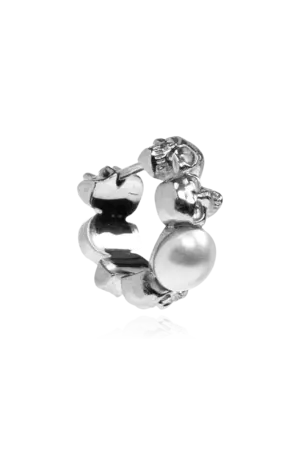 Alexander McQueen Single Skull Motif Hoop Earring - Silver