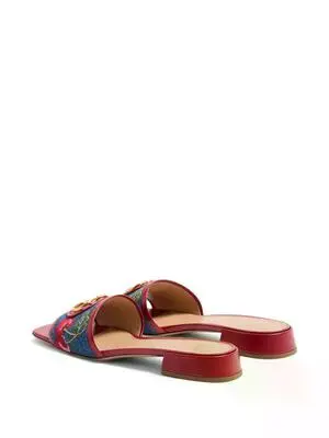 Valentino Garavani Vlogo Signature Embroidered Denim Slides