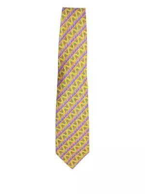 Versace Patterned Silk Neck Tie - Yellow
