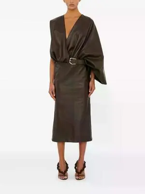 Christopher Esber Swaddled Belted Leather Midi Dress