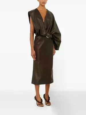 Christopher Esber Swaddled Belted Leather Midi Dress