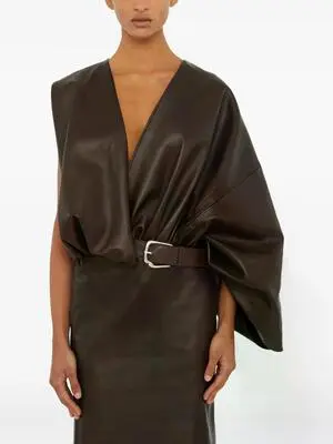 Christopher Esber Swaddled Belted Leather Midi Dress