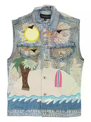 WHO DECIDES WAR BY EV BRAVADO Appliqué-detail Vest - Blue