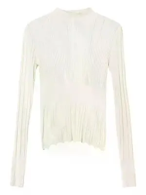 TWINSET Scalloped-hem Long-sleeve Top - White