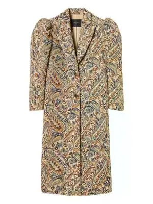 TWINSET Puff-sleeve Paisley Jacquard Coat
