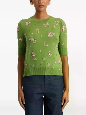 Oscar De La Renta Embroidered Pullover