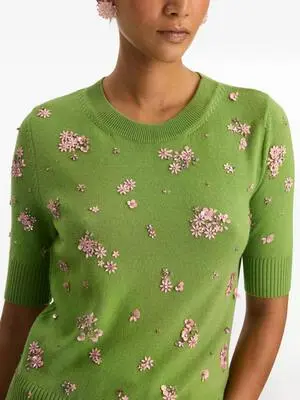 Oscar De La Renta Embroidered Pullover