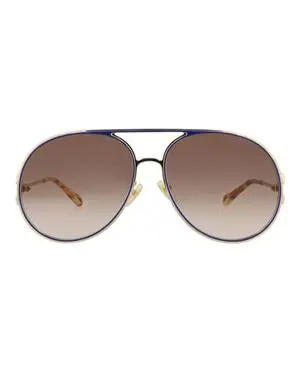 Chloé Aviator Frame Metal Sunglasses - Gold Gold Brown (ch0145s/30013642/003)