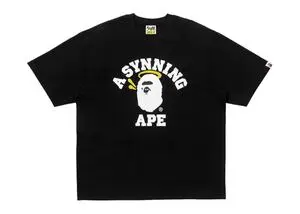 A BATHING APE X Spotify X Central Cee College Relaxed Fit Tee Shirt - Black