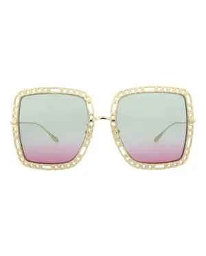 Gucci Square Frame Metal Sunglasses - Gold Gold Light Blue (gg1033s/30011787/003)