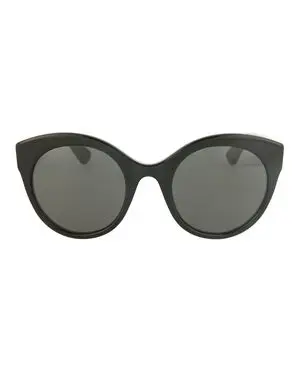 Gucci Acetate Round Frame Sunglasses - Black Black Grey (gg0028s/30000975/001)