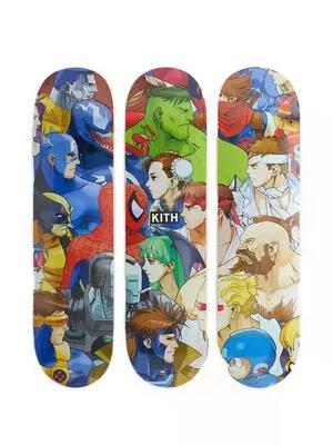 Kith X Marvel X Capcom Triptych Skatedecks - Neutrals