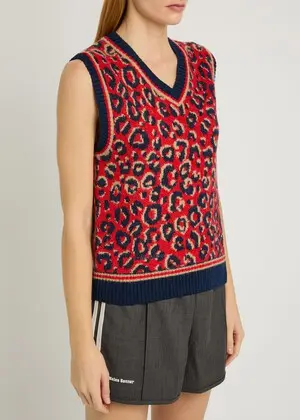 WALES BONNER Adidas X Leopard-intarsia Knit Vest