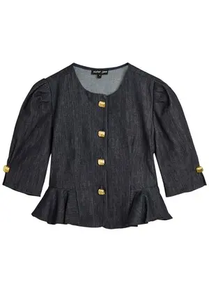 SISTER JANE Curio Peplum Blouse - Denim