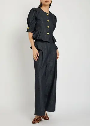SISTER JANE Curio Peplum Blouse - Denim