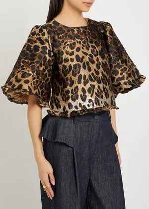 SISTER JANE Jacquard Woven Crop Top
