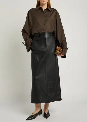 TOTEME Grained Leather Midi Skirt