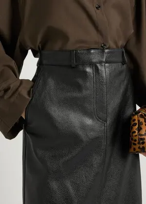 TOTEME Grained Leather Midi Skirt