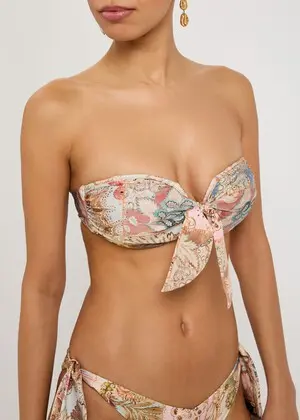 Zimmermann Daylight Printed Strapless Bikini Top