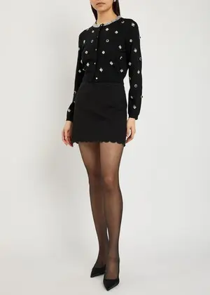 Alice + Olivia Dollie Embellished Stretch-wool Cardigan