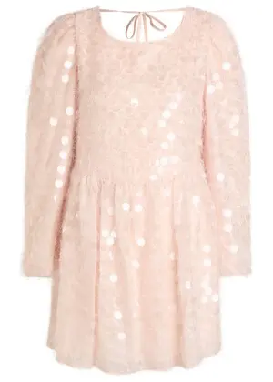 SISTER JANE Embellished Voile Mini Dress - Light Pink
