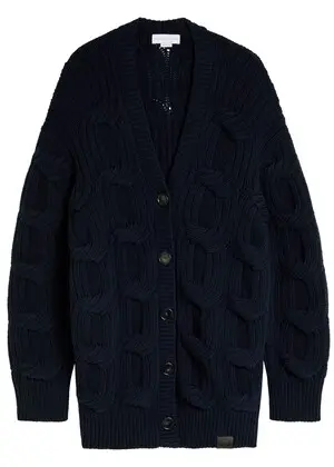 Stella McCartney Cable-knit Wool Cardigan - Navy